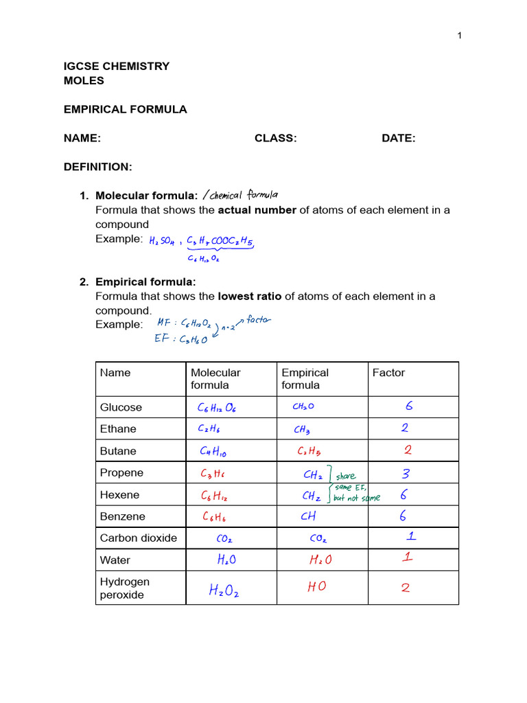 Y10 Chem Moles 008 Ef Notes - 250615 - 045057 | PDF