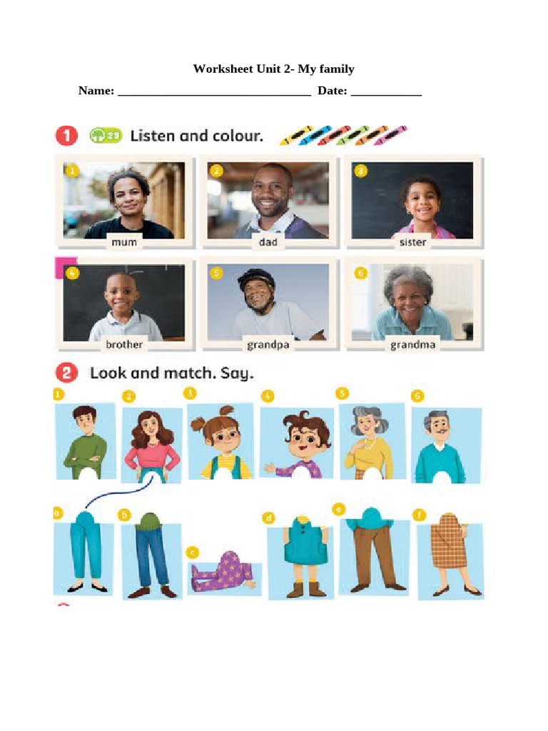 Worksheet Unit 3 My Family | PDF