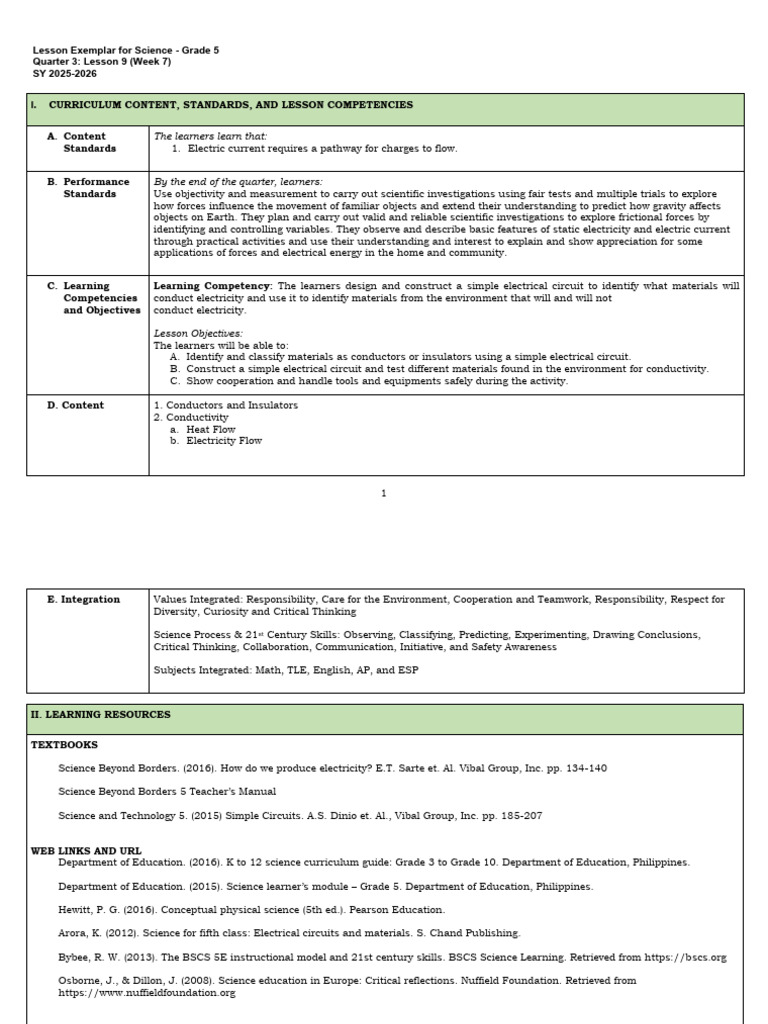 Grade 5 Science: Conductors & Insulators | PDF | Electrical Conductor ...