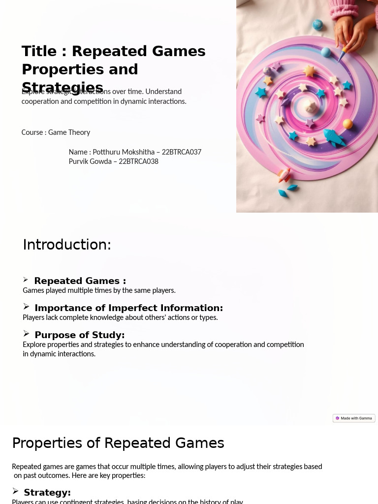 Repeated Games Strategies And Properties Pdf Game Theory