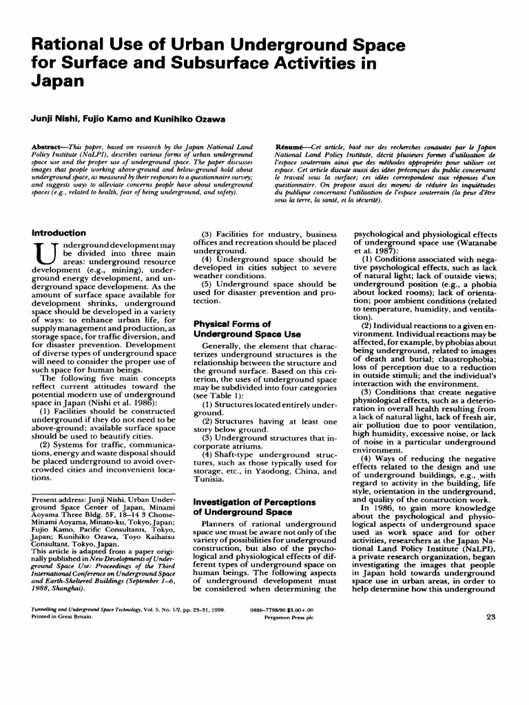 Optimizing Urban Underground Space in Japan | PDF