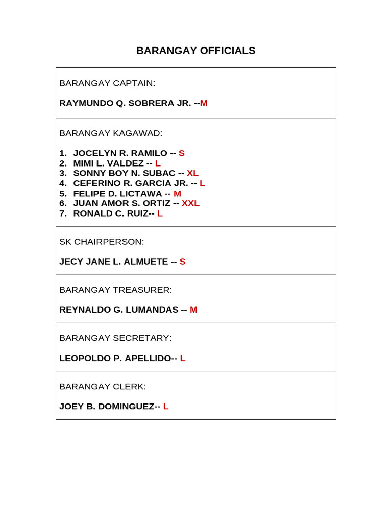 Barangay Officials | PDF