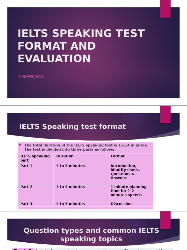 IELTS Speaking Test Format Overview | PDF | International English ...