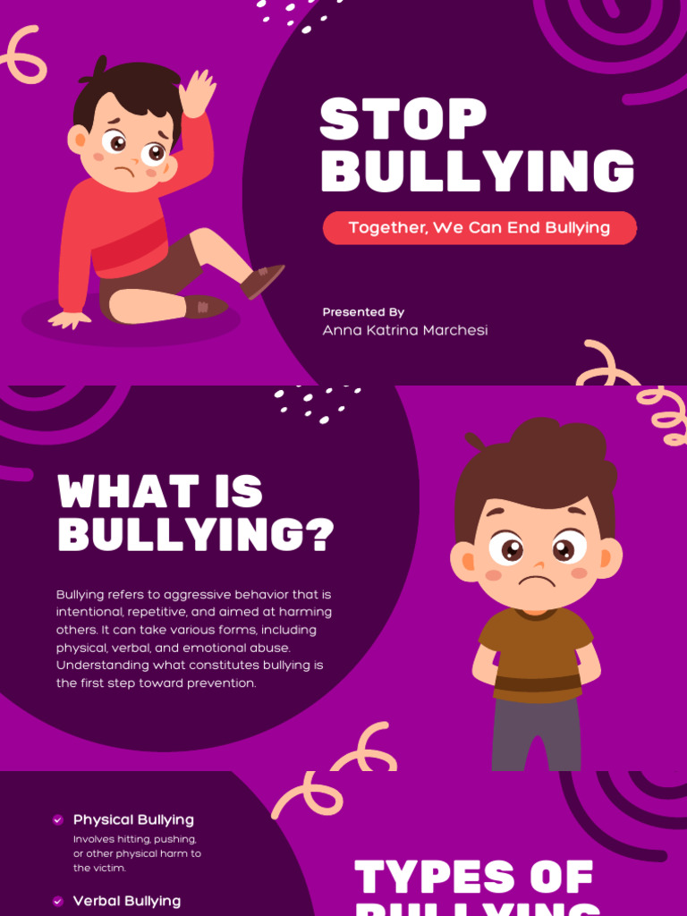 Purple Illustrative Stop Bullying Presentation | PDF | Bullying ...