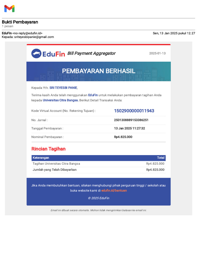 Gmail - Bukti Pembayaran | PDF
