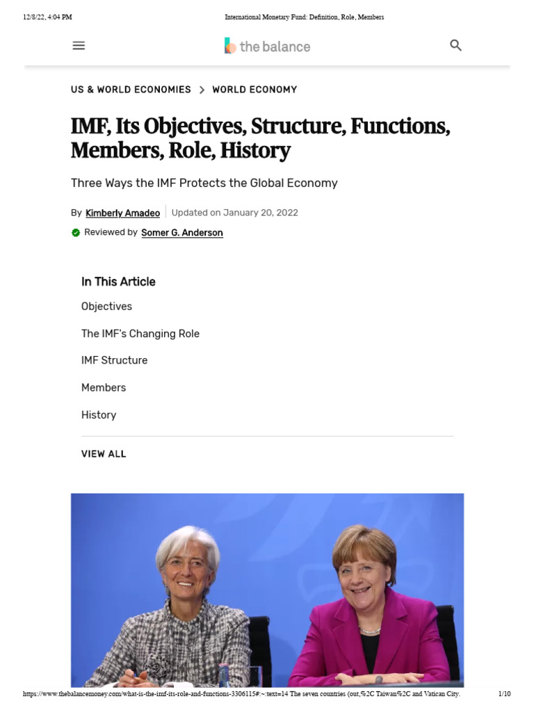 IMF Its Objectives Structure Functions Members 0 | PDF | International Monetary Fund | Special ...