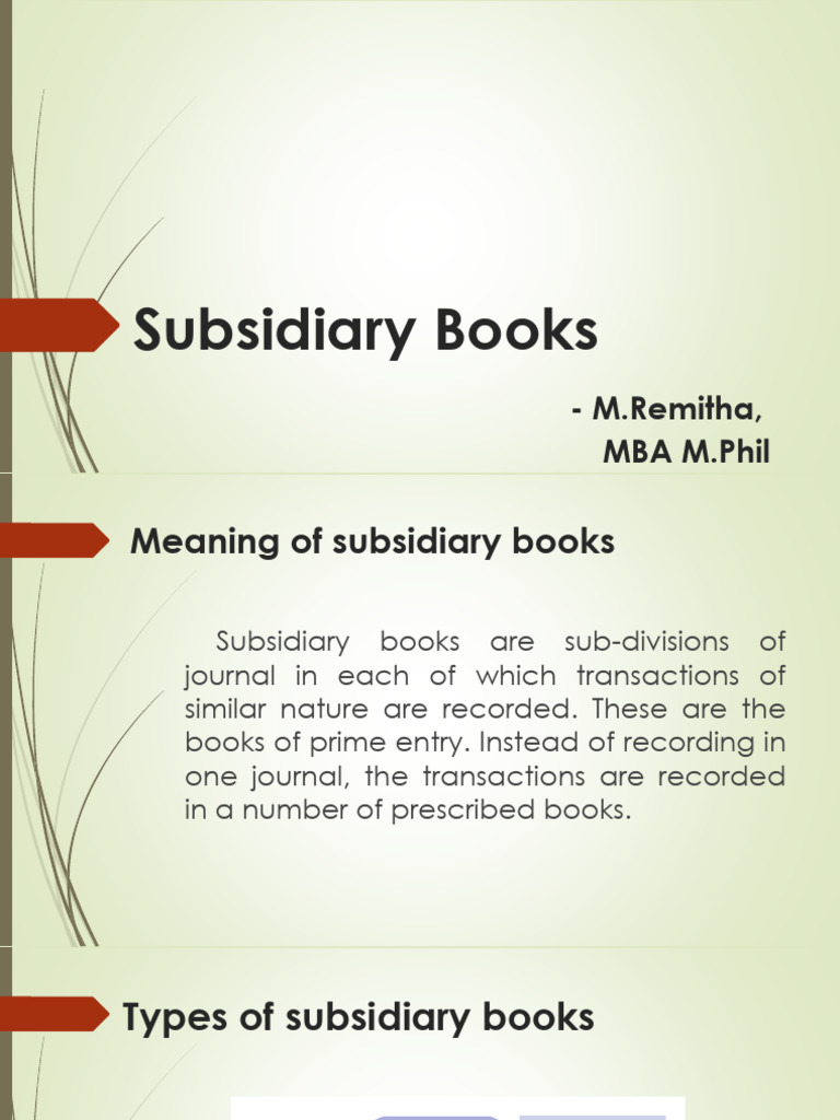 Overview of Subsidiary Books | PDF | Debits And Credits | Business