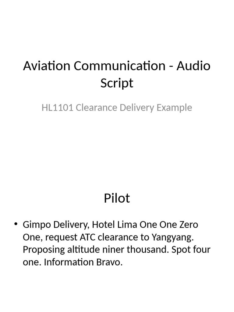Aviation Audio Script HL1101 | PDF