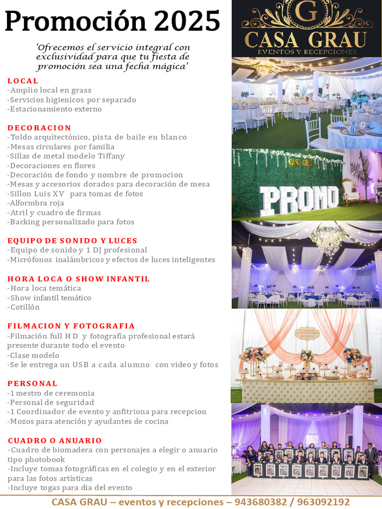 Fiesta de Promoción 2025: Servicios Integrales | PDF | Alimentos ...