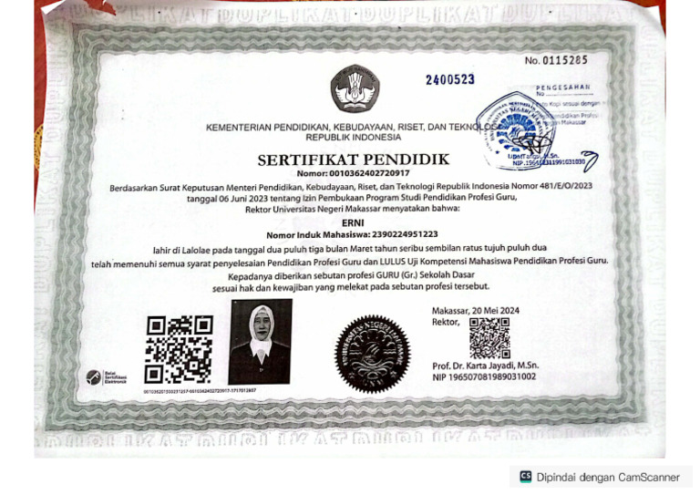 Sertifikat Bu Erni | PDF