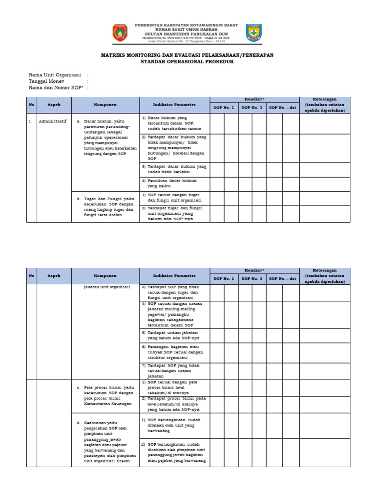 FORM Instrumen Revisi SPO Umum | PDF