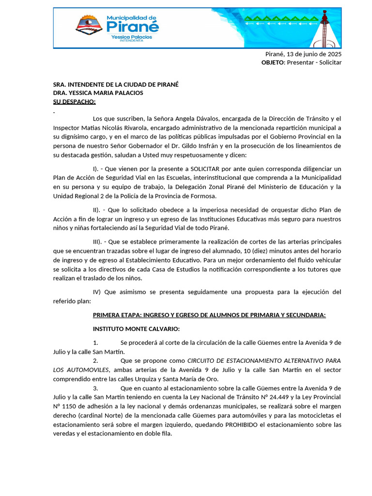 Nota Plan Seguridad Escolar | PDF | Peatonal | Seguridad vial