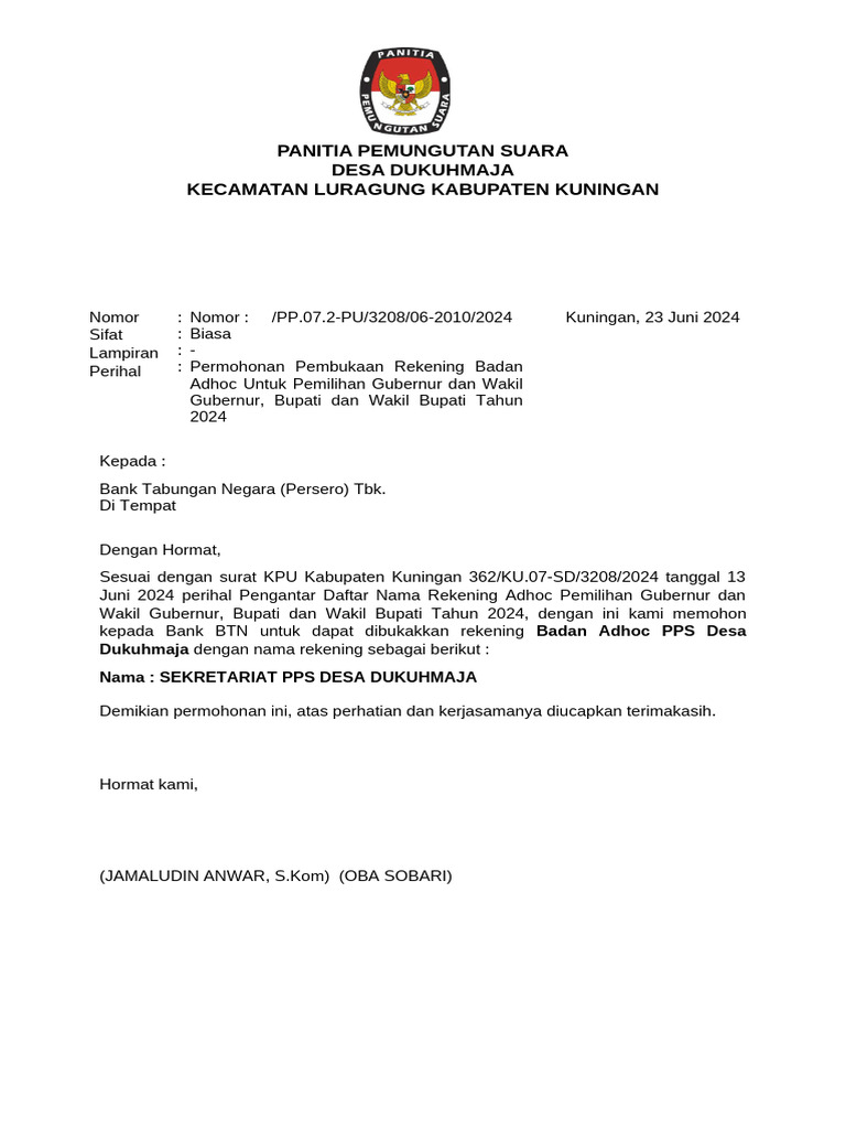 Surat Permohonan Giro (3) - 1 | PDF