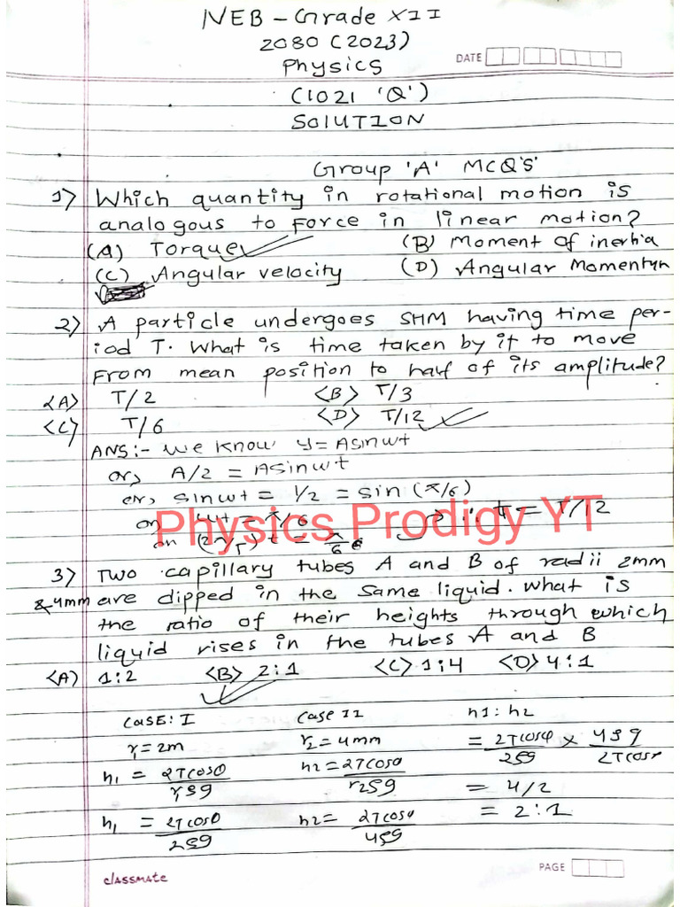 Grade Xii Physics Question Paper Solution 2080 Neb Board Exam | PDF