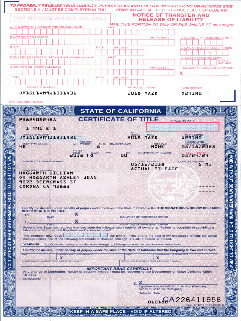 DMV Certificate of Title | PDF | Vehicles | Driving