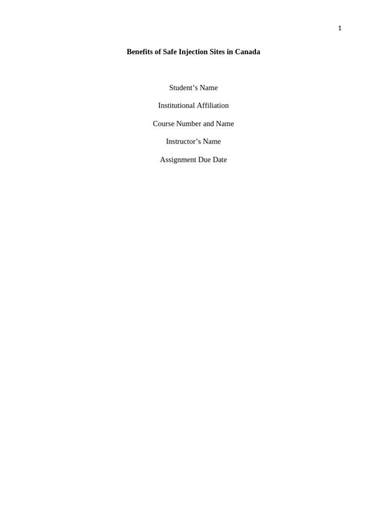 Benefits of Safe Injection Sites in Canada | PDF | Injection (Medicine ...