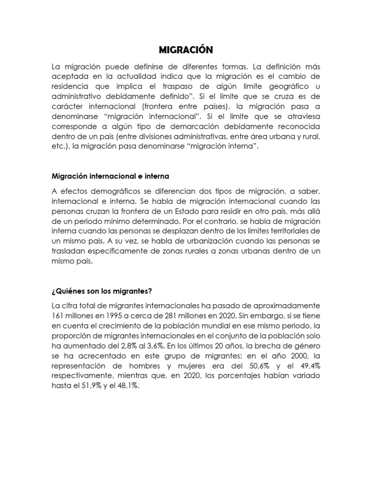 Migración: Tipos, causas y desafíos actuales | PDF | Migración humana ...
