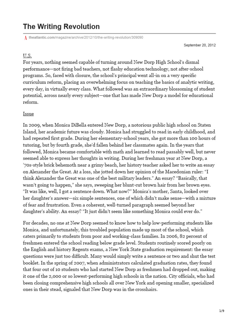 The Writing Revolution at New Dorp High | PDF | Teachers | Sentence ...