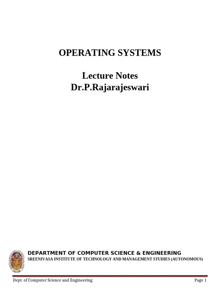 OS Lecture Notes-CSEB | PDF | Operating System | Computer Data Storage