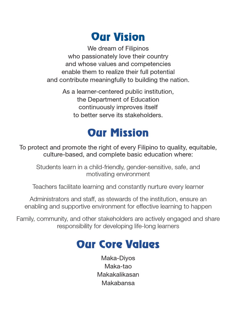 DepEd Mission Vision | PDF