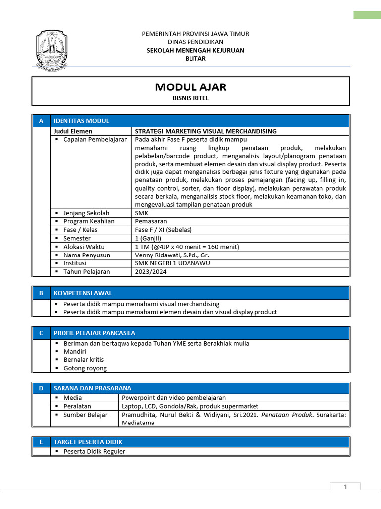 MODUL AJAR ELEMEN VISUAL MERCHANDISING TP Membuat Elemen Desain Dan ...