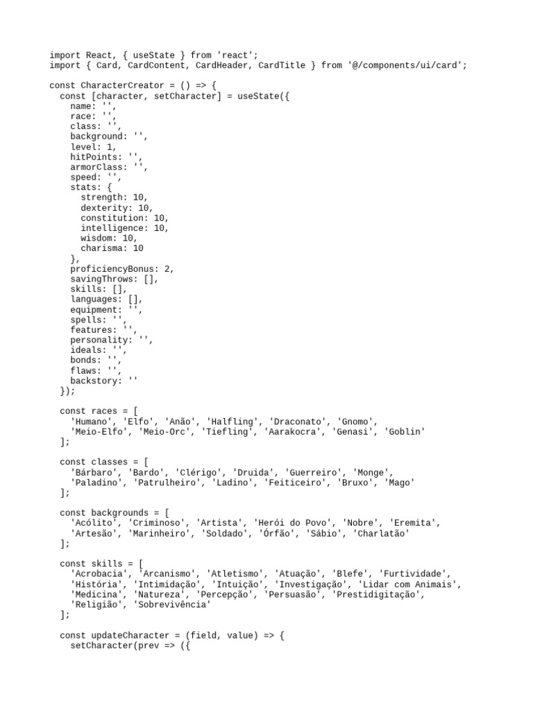 DND Character Creator - TSX | PDF