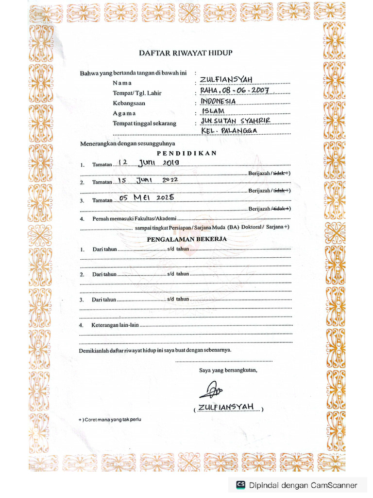 CV Zulfiansyah | PDF