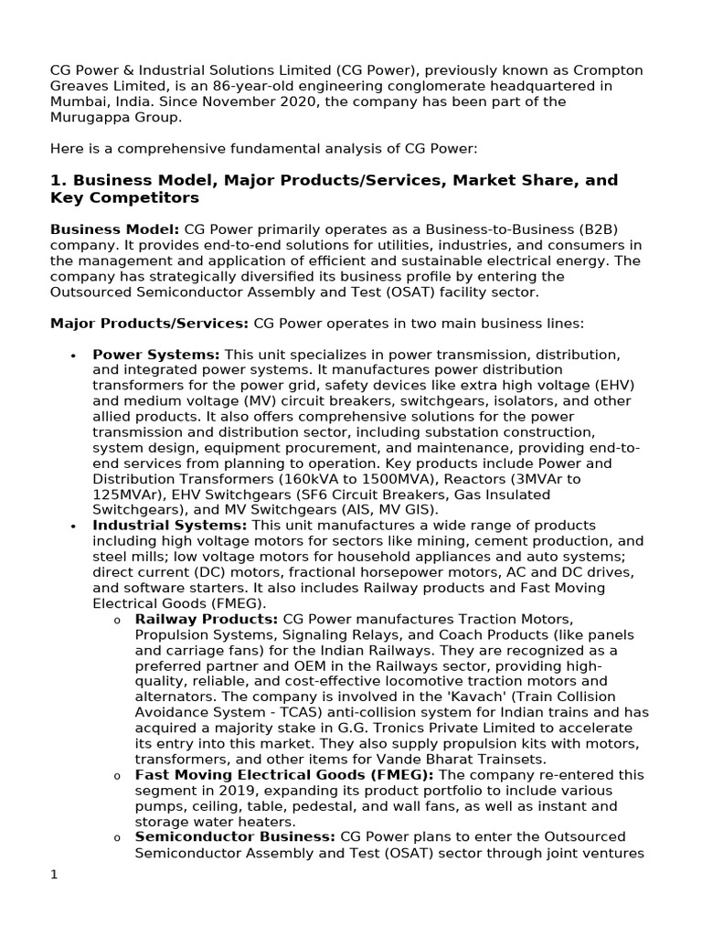 CG Power FY24 Annual Report Insights | PDF | Price–Earnings Ratio ...