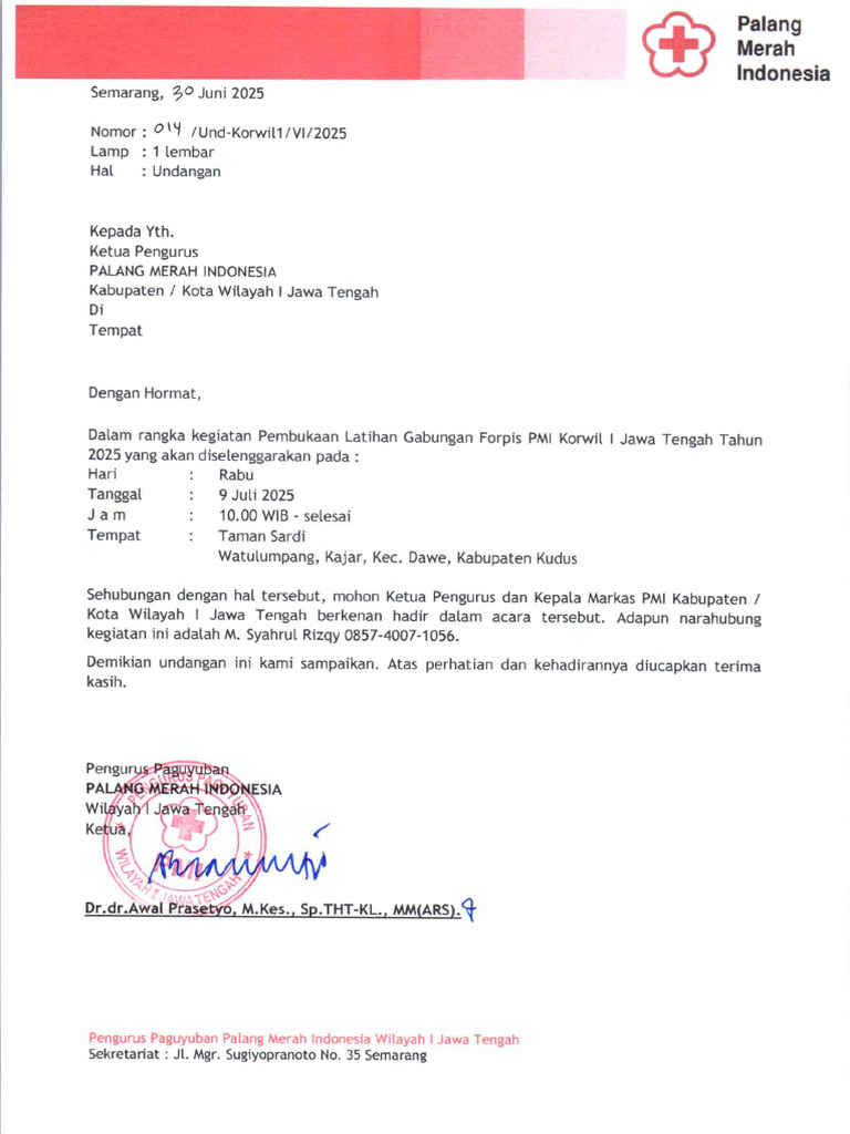 Undangan Ketua Pengurus & Kepala Markas | PDF