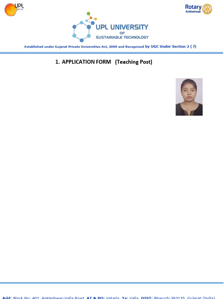 UPL University Applicaion Form Teaching Dec24 | PDF | Earth Sciences ...