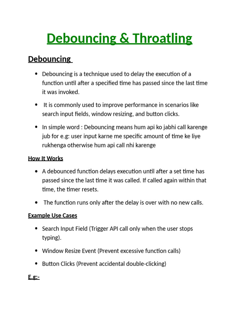 Debounce, Throttle & Advance Concept | PDF | Computer Science | Software Development