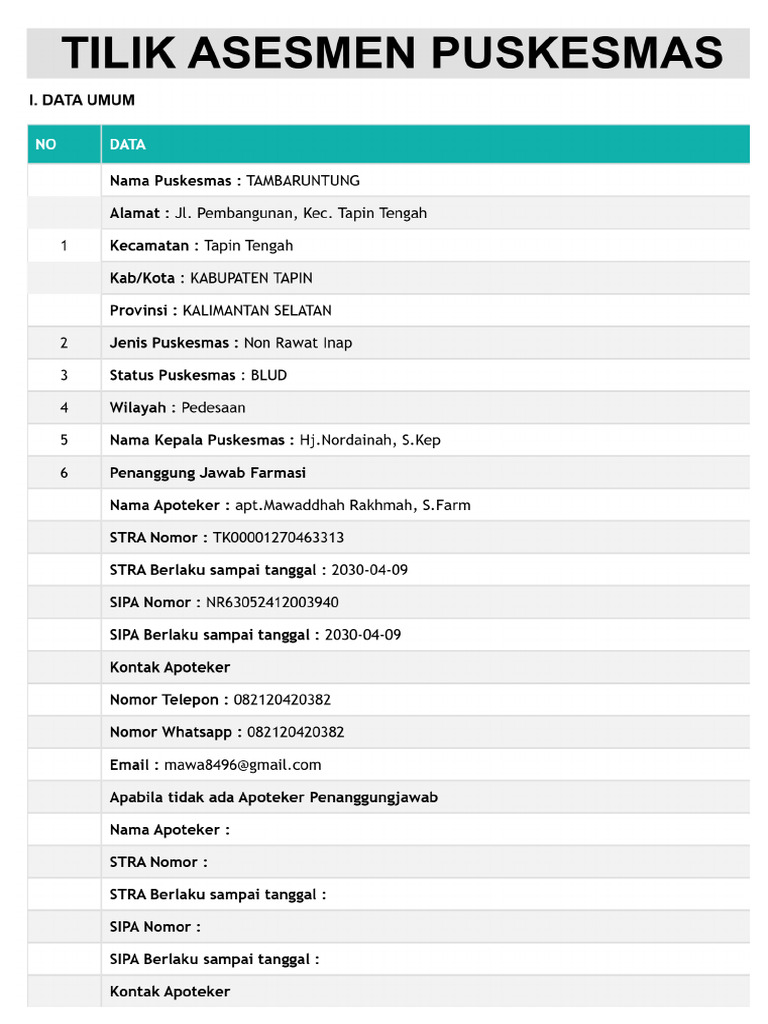 Self-Assesment - PKM TAMBARUNTUNG | PDF