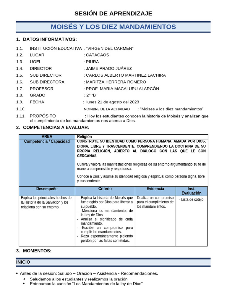 SA REL 21082023 Moises y Los Diez Mandamientos | PDF | Diez Mandamientos | Creencia religiosa y ...