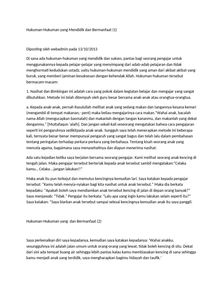 Contoh Hukuman Mendidik untuk Pelajar | PDF