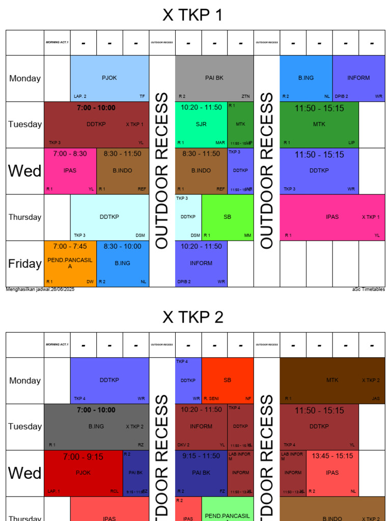 Schedule Juli 25 - Class | PDF
