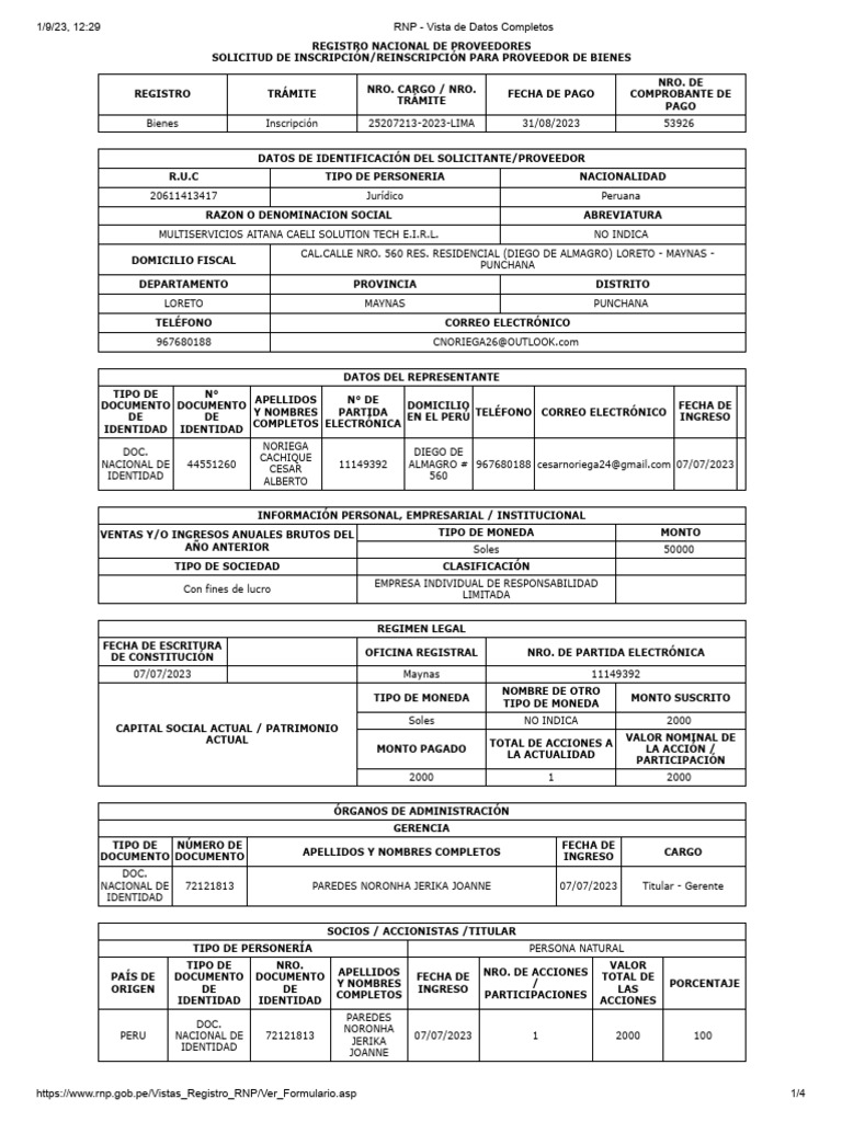 RNP - Vista de Datos Completos Bienes | PDF | Impresora (Computación ...