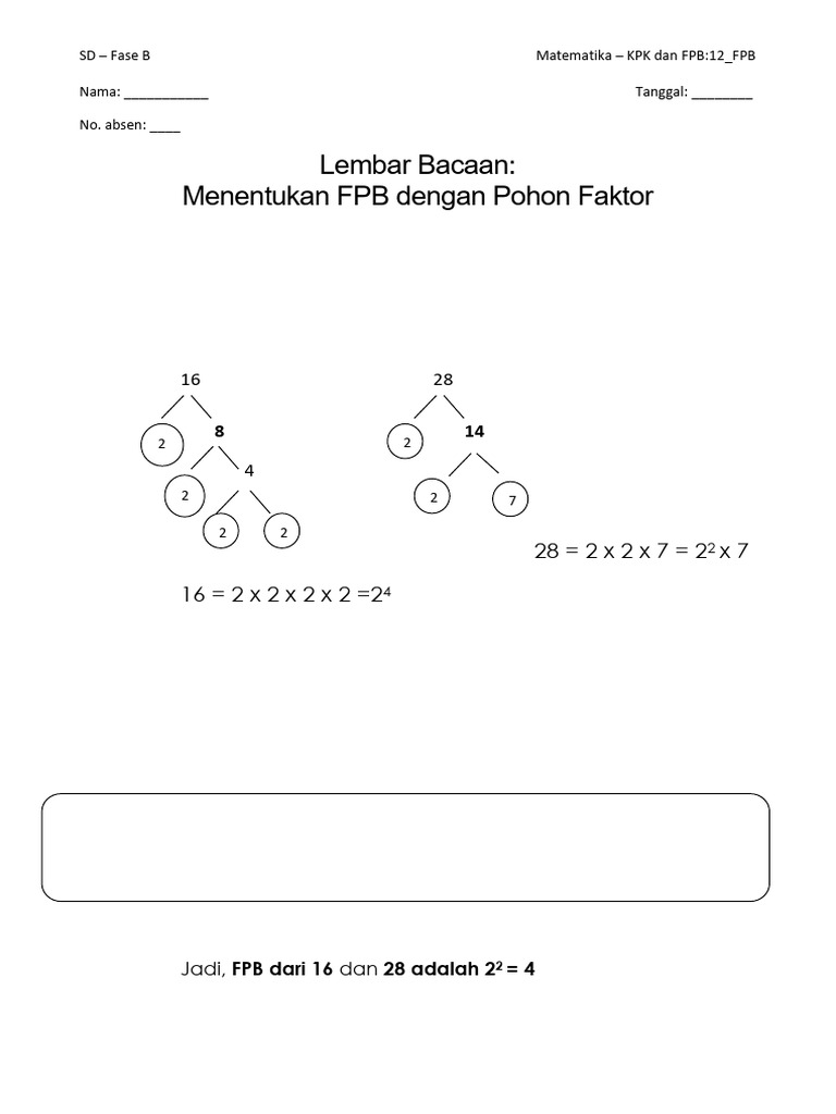 Menghitung FPB dengan Pohon Faktor | PDF