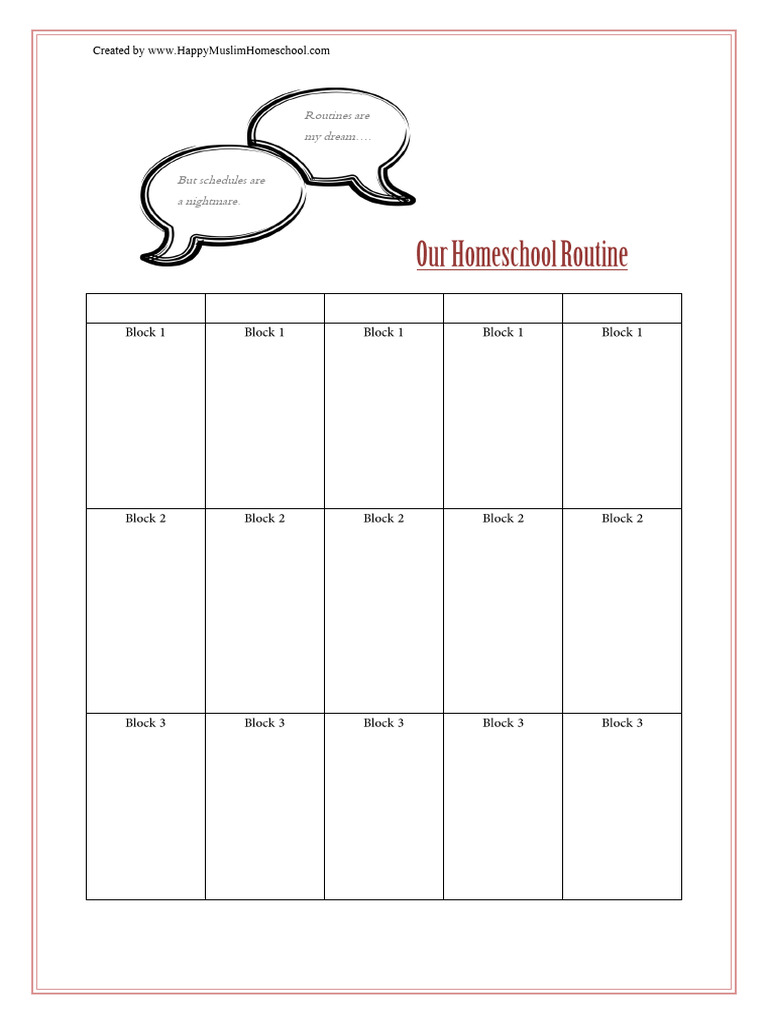 Blank Weekly Homeschool Routine | PDF