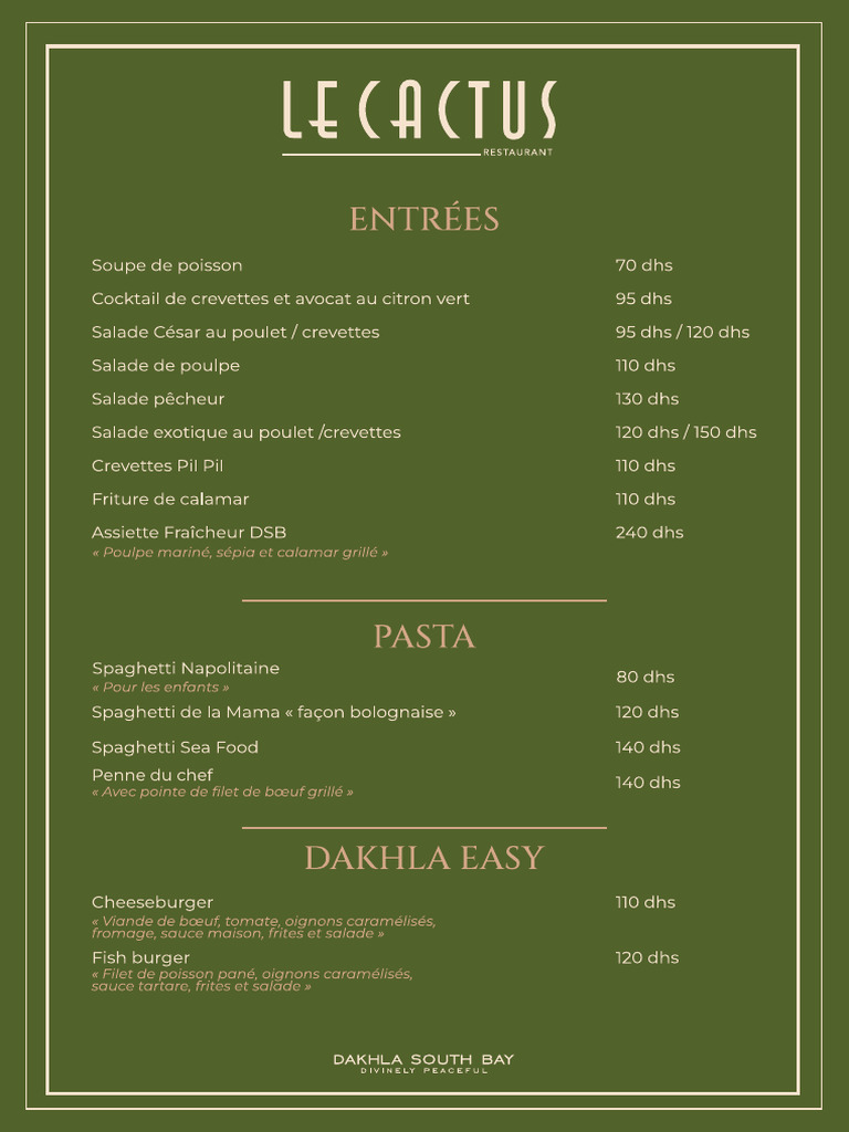 DSB Menu Restaurant | PDF
