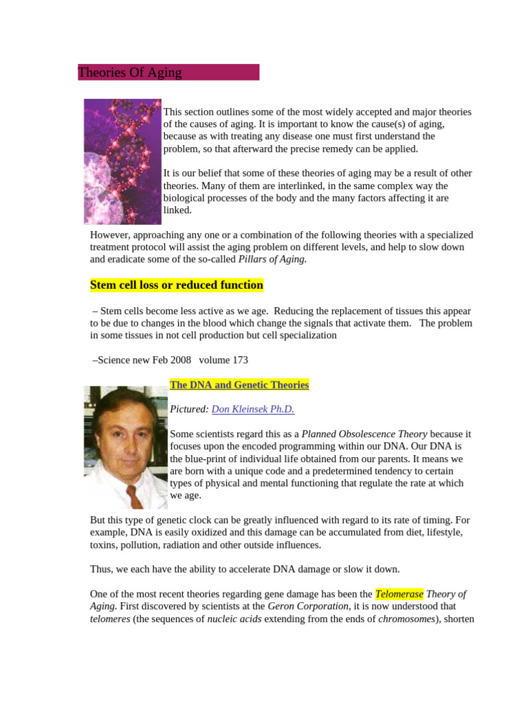 Theories of Aging | PDF | Telomere | Hypothalamus