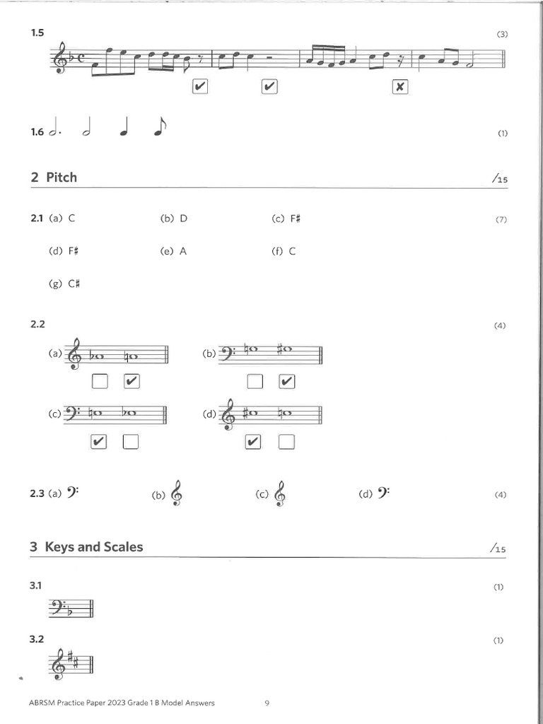 Model Answers - Theory Grade 1-9 | PDF