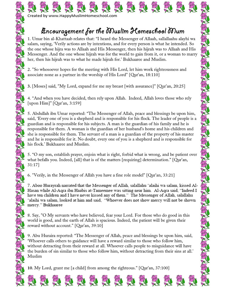 Homeschool Mum Encouragement Printable | PDF | Muhammad | Abrahamic Religions