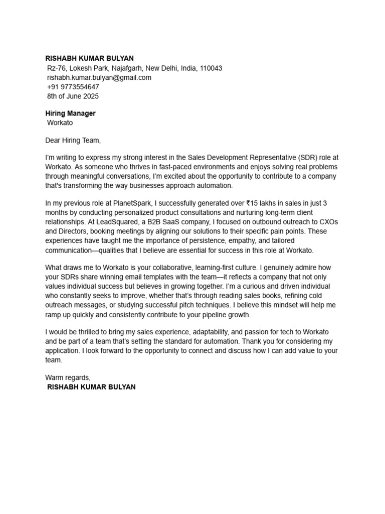 Cover Letter Rishabh | PDF