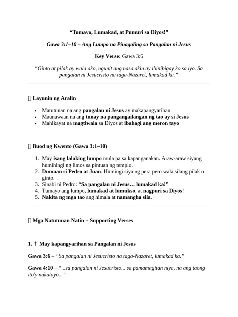 Tumayo Lumakad at Pumuri Sa Diyos | PDF