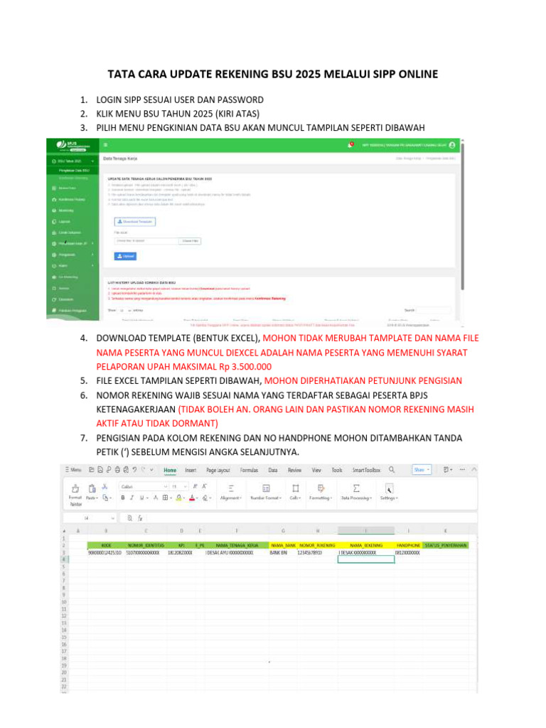 Tata Cara Update Rekening Bsu 2025 Melalui Sipp Online | PDF