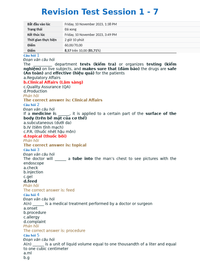 Clinical Affairs Revision Test Results | PDF | Clinical Trial | Phases ...