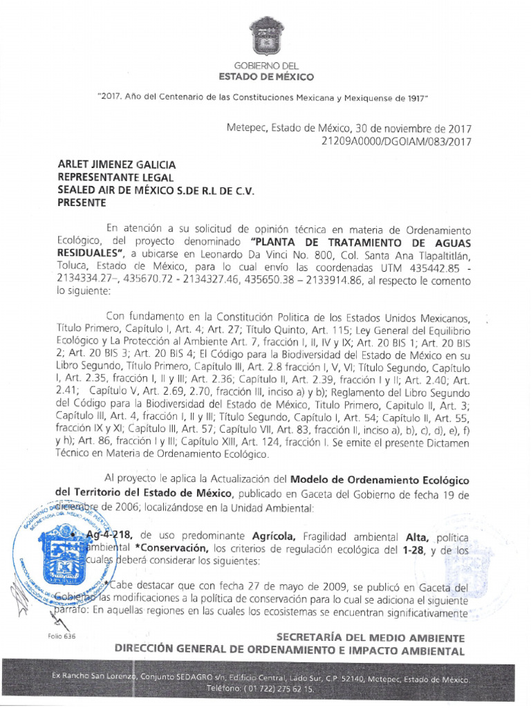 Anexo 8 DTOE FOLIO 636 DGOIAM 083 | PDF