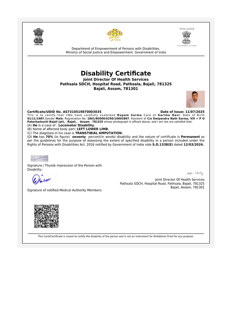 AS7310519870003035 DisabilityCertificate | PDF