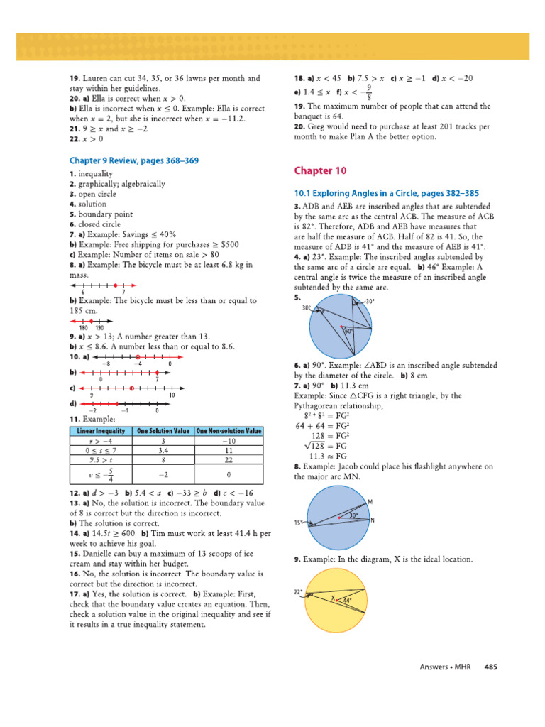 Linear Inequalities Textbook Review KEY | PDF