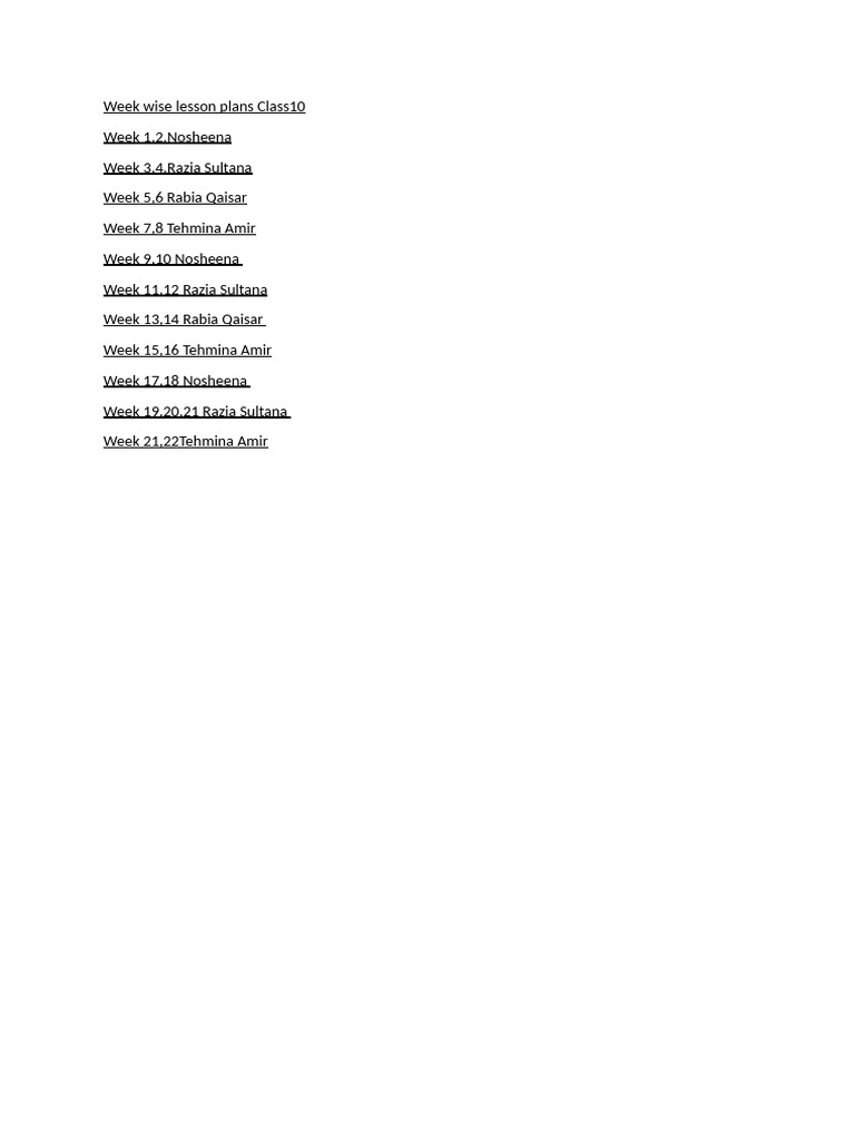 Lesson Plan Schedule 10 | PDF